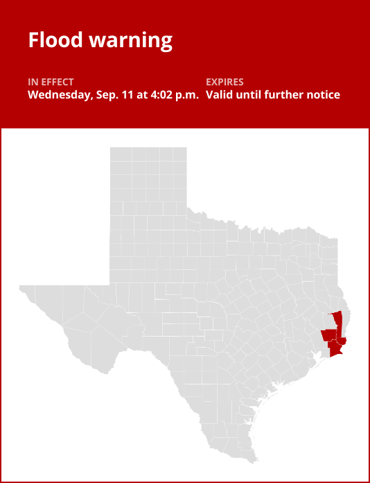 Flood warning affecting Southeast Texas until further notice | Port ...