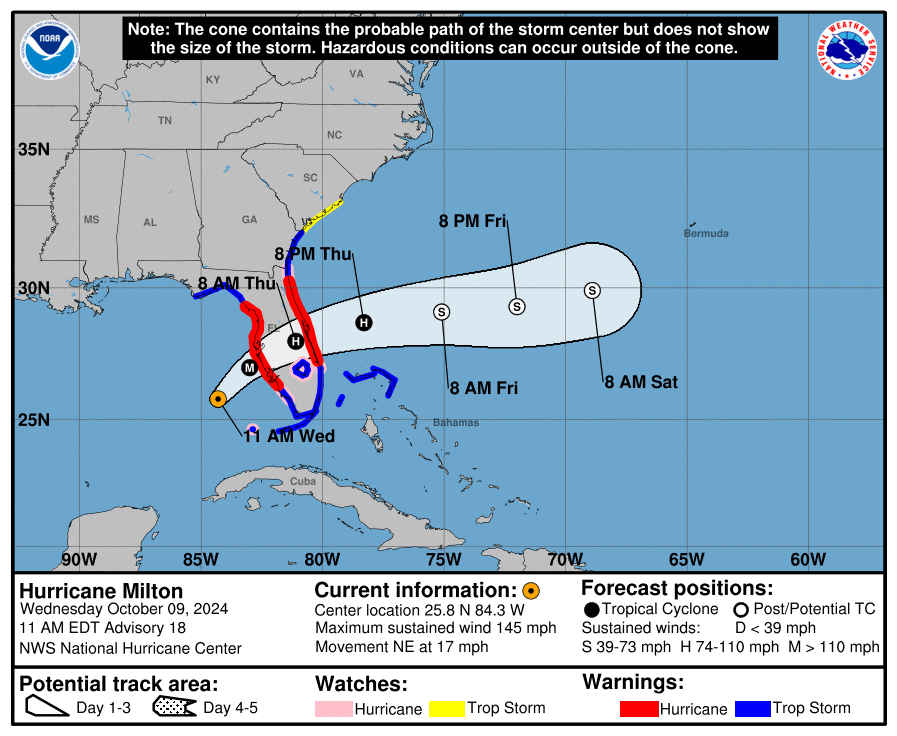 Wednesday, Oct 9: NHC’s update on Category 4 Hurricane Milton | Port ...