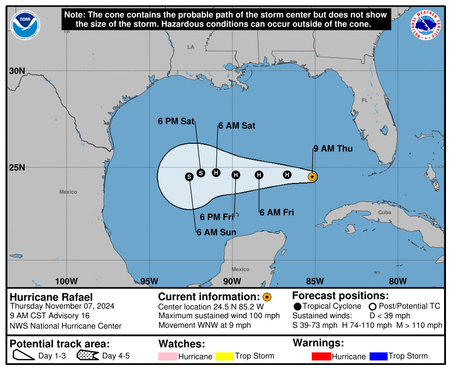 Thursday, Nov 7 update: Latest on Category 2 Hurricane Rafael from the ...